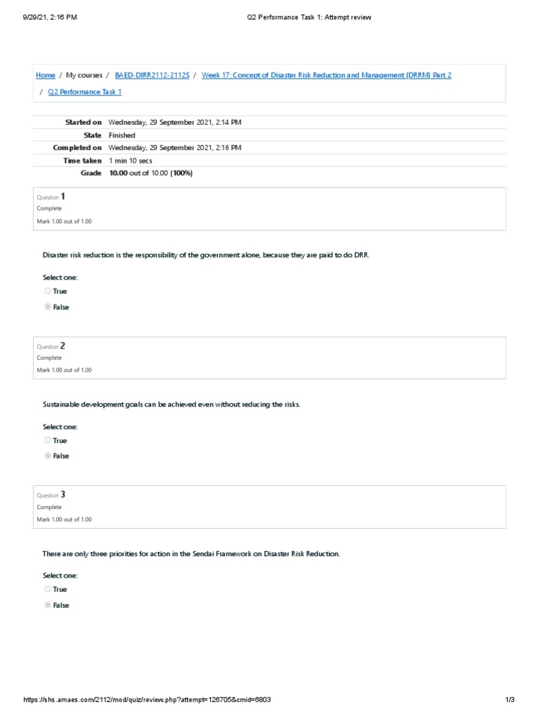 DIRR2112 Disaster Readiness and Risk Reduction Q2 Performance Task 1 ...