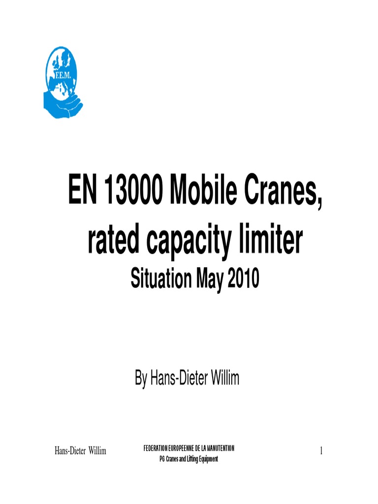EN 13000 Situation May 10 Rated Capacity Limiter | PDF | Crane (Machine)