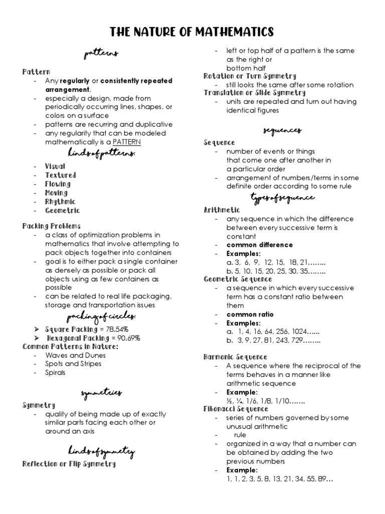 MMW Reviewer Midterms | PDF | Set (Mathematics) | Pattern