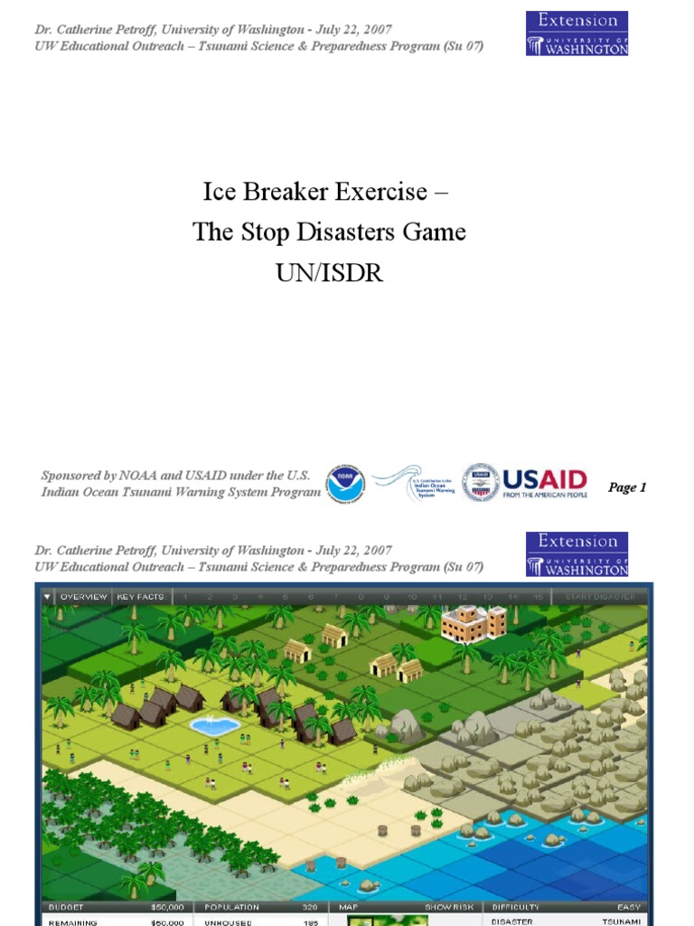 Ice Breaker Exercise - The Stop Disasters Game Un/Isdr | PDF | Tsunami ...