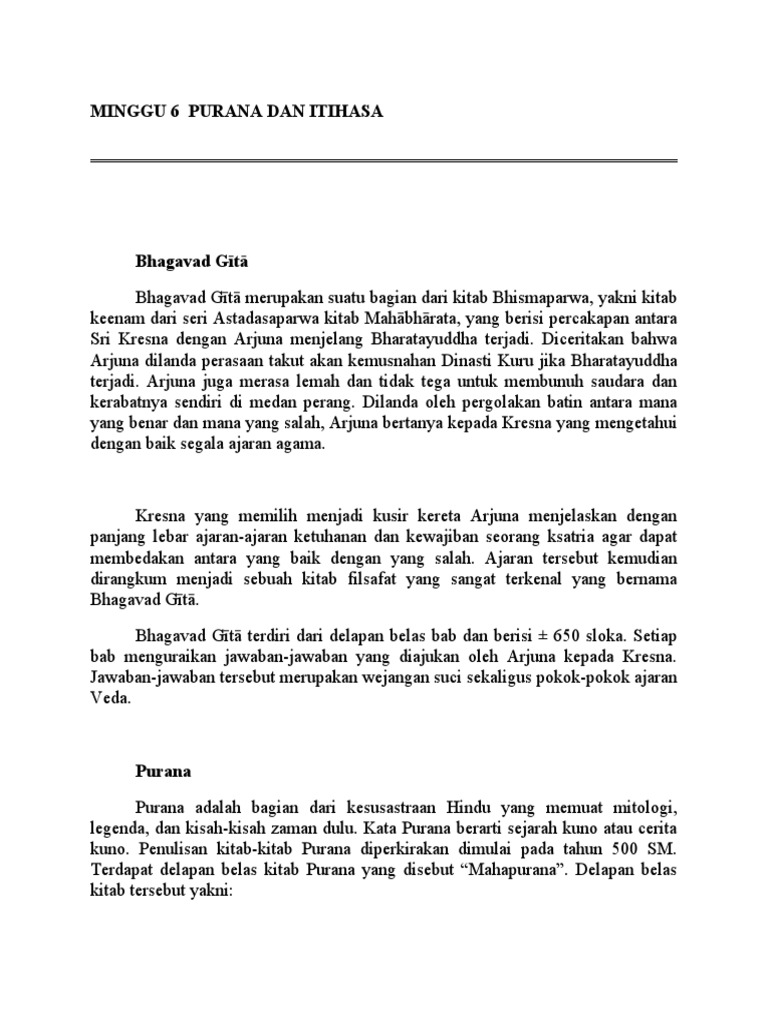 Minggu 6 PURANA DAN ITIHASA | PDF