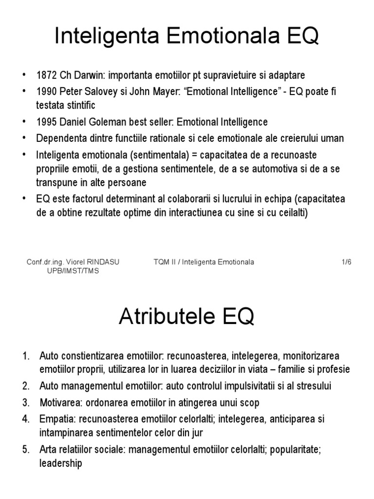 Inteligenta Emotionala EQ | PDF