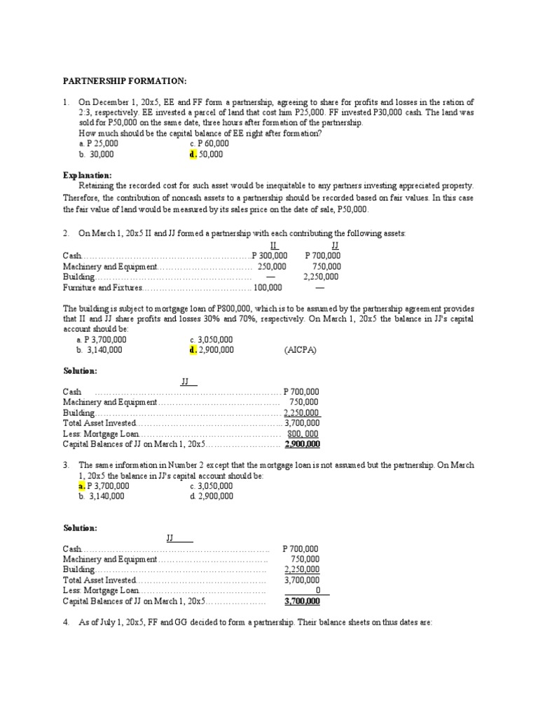 Partnership Formation and Operations | PDF | Expense | Debits And Credits