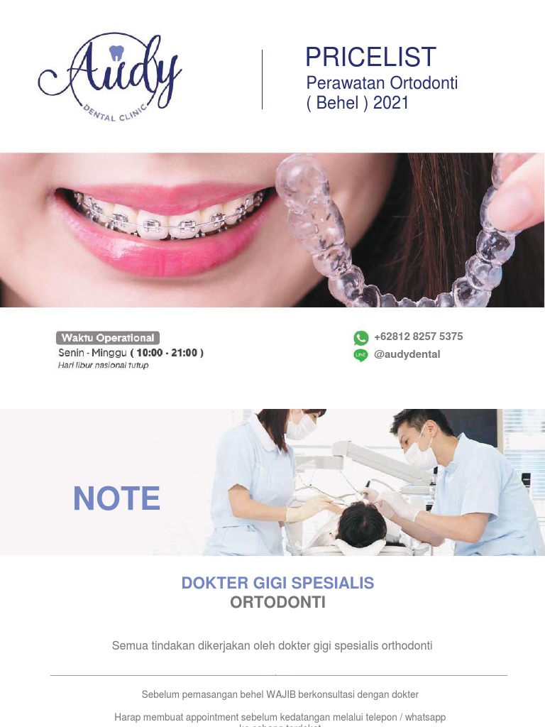 Pricelist Behel Audy Dental Sept 2021 | PDF