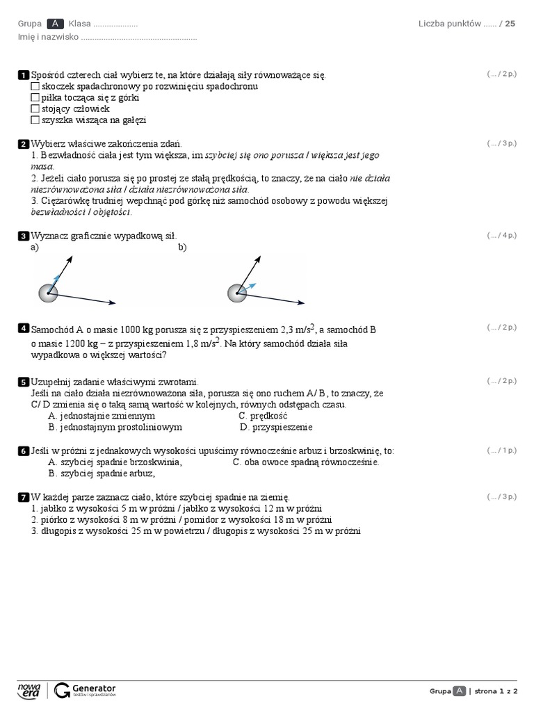Fizyka Dynamika KL 8 | PDF