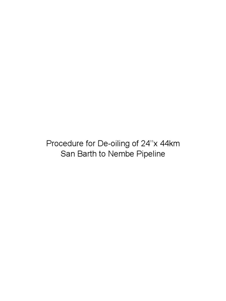 De-oiling Procedure for Pipeline Operations | PDF | Pump | Valve