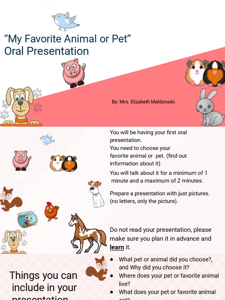 "My Favorite Animal or Pet" Oral Presentation | PDF