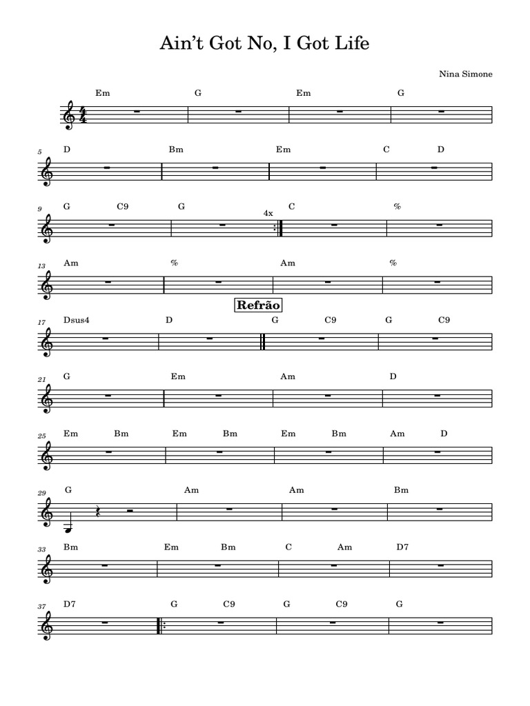 Ain't Got No I Got Life Nina Simone CIFRA | PDF