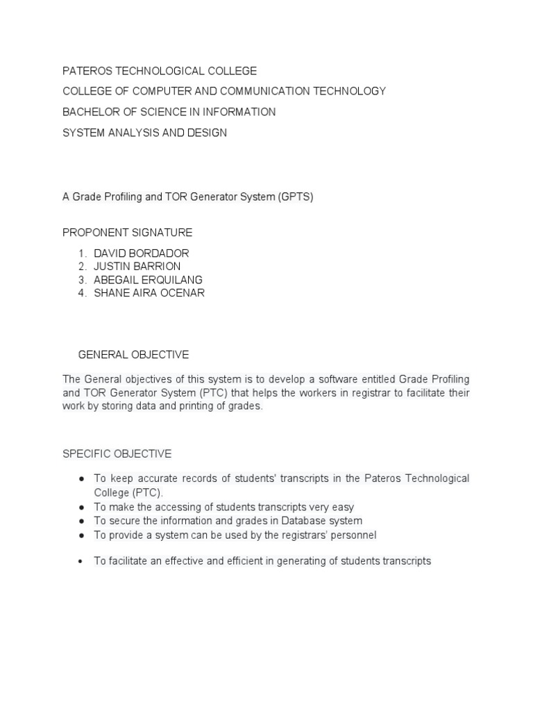 TOR Generator System for PTC Grades | PDF | Business