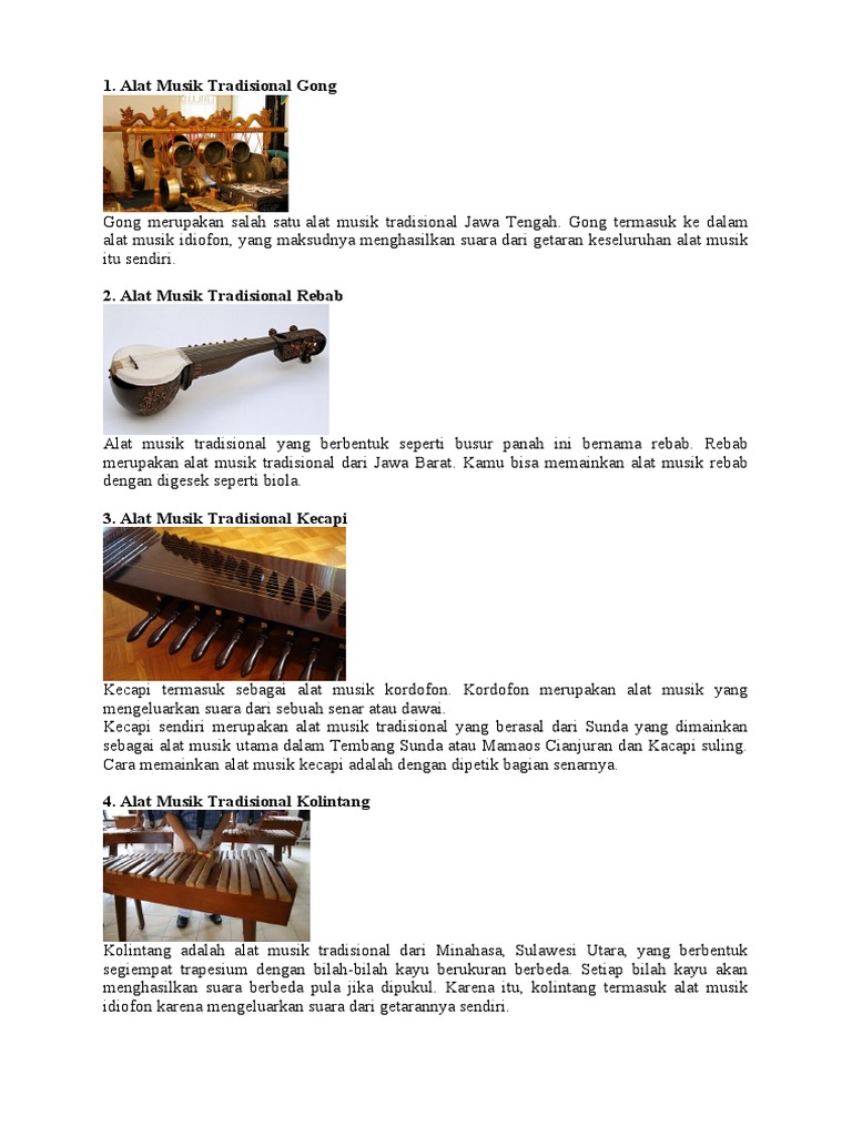 Alat Musik Tradisional | PDF | Seni & Disiplin Bahasa