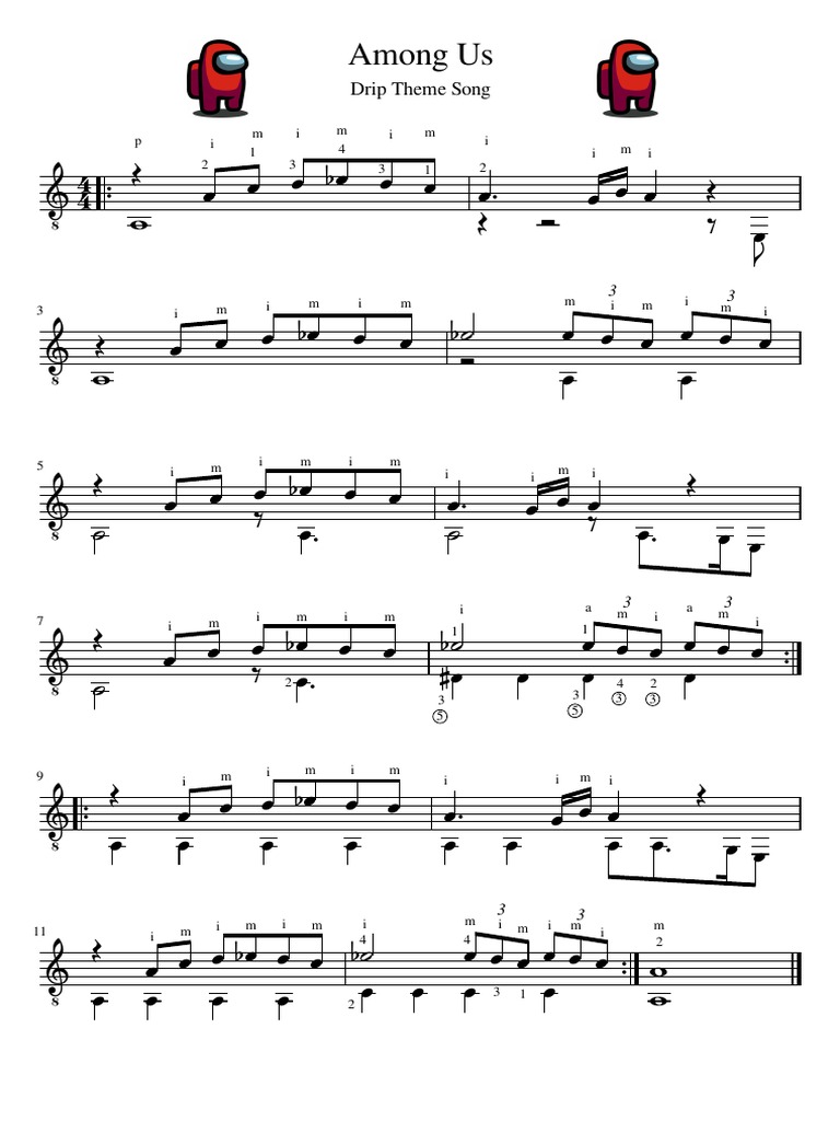 Among Us Drip Theme Piano Sheet | PDF