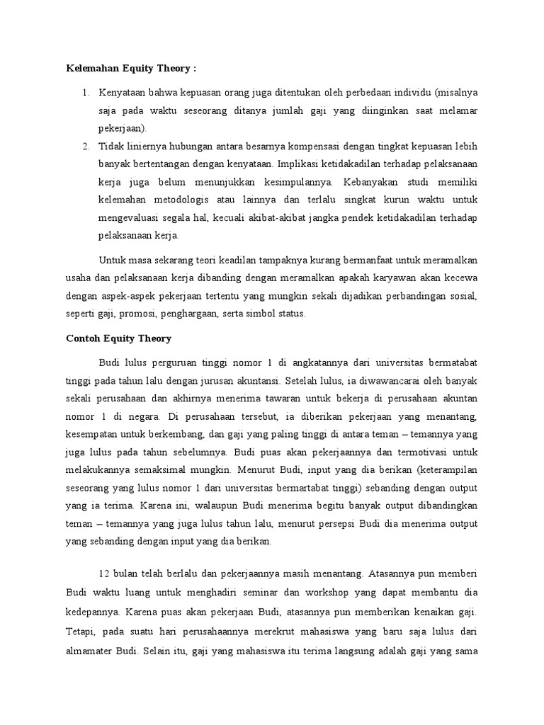 Kelemahan Equity Theory | PDF