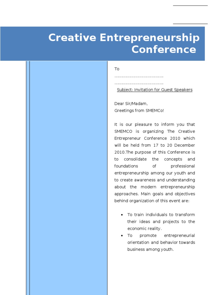 Invitation Letter | PDF | Entrepreneurship | Learning