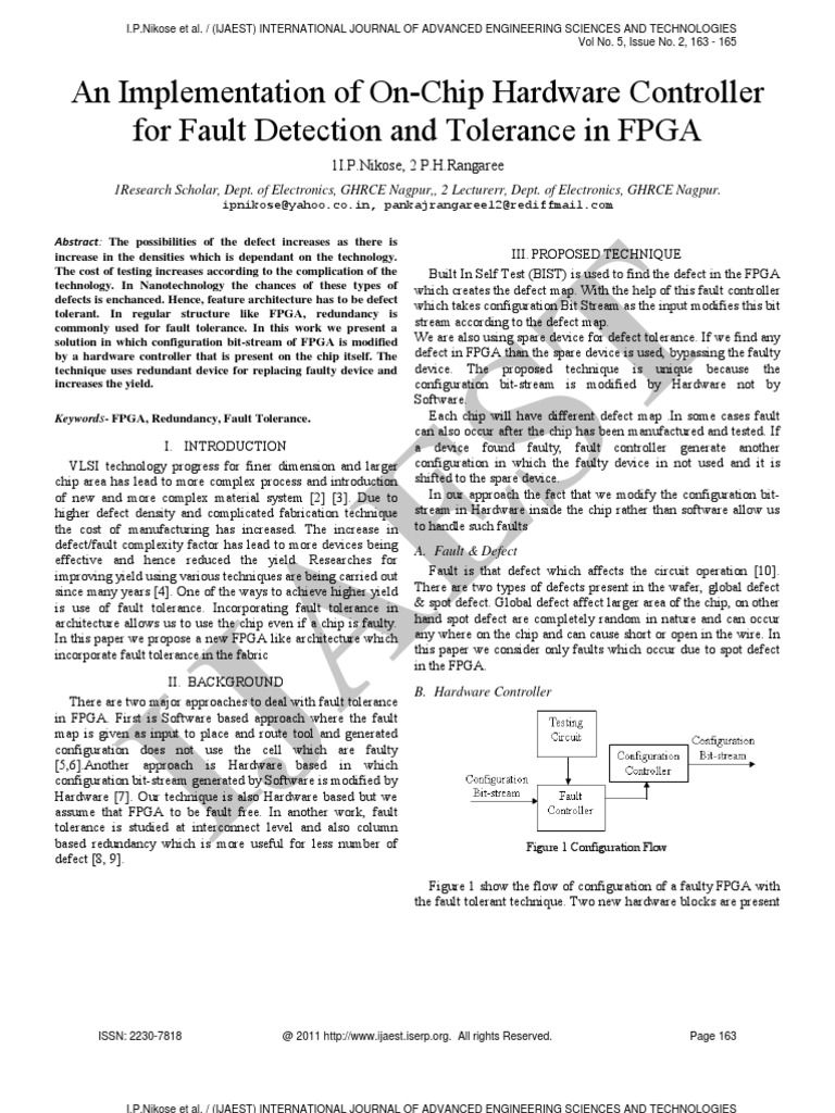 10.IJAEST Vol No 5 Issue No 2 An Implementation of On Chip Hardware Controller For Fault ...