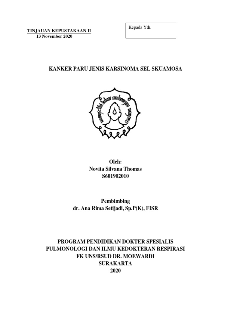 Kanker Paru Jenis Karsinoma Sel Skuamosa | PDF