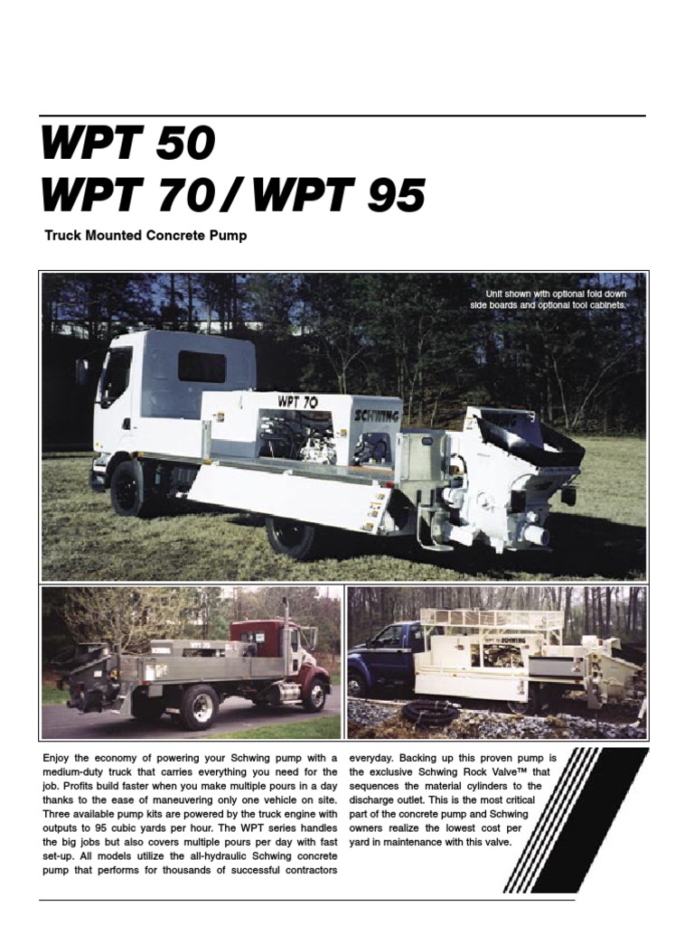 WPT 50 WPT 70 / WPT 95: Truck Mounted Concrete Pump | PDF | Pump | Truck
