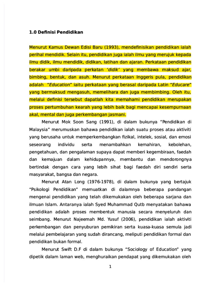 Definisi Pendidikan | PDF