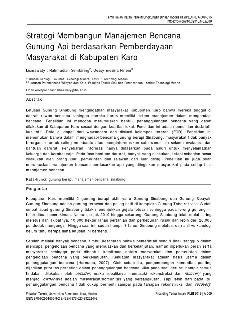 IPLBI 2019 A009 A016 Strategi Membangun Manajemen Bencana Gunung Api Berdasarkan Pemberdayaan ...