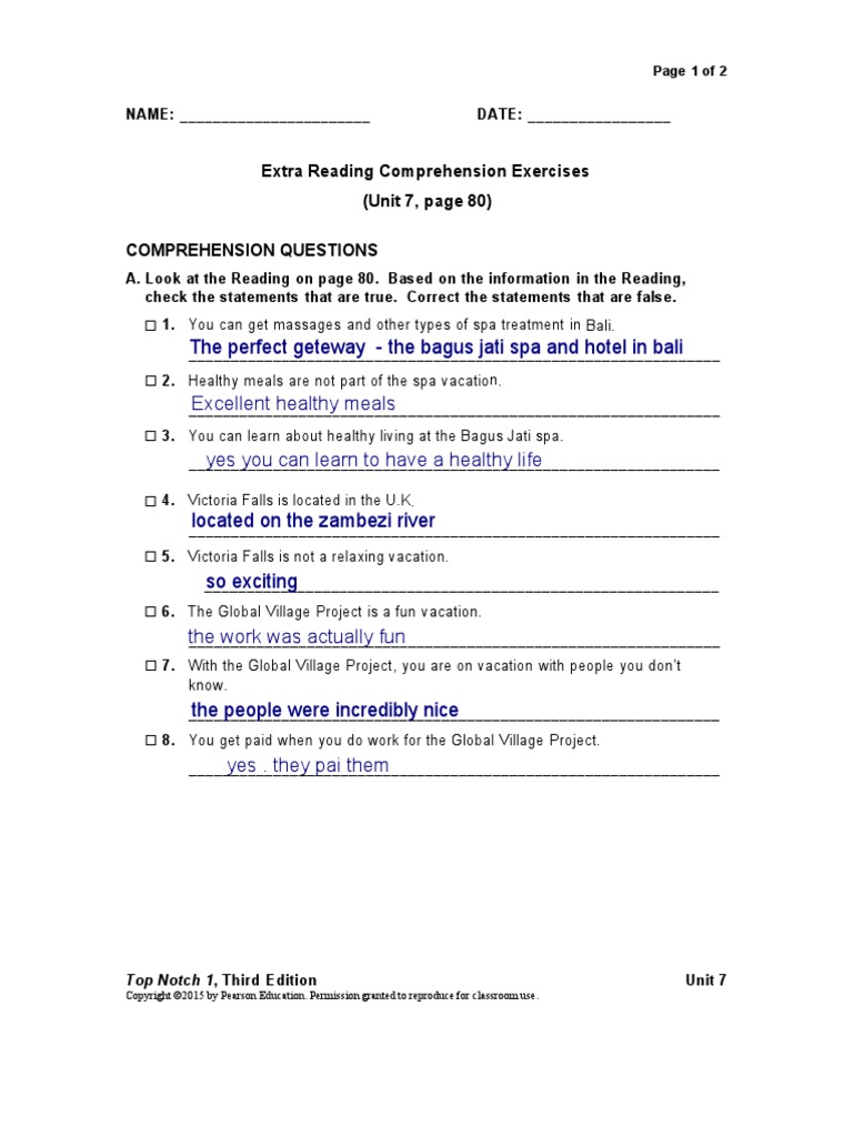 Unit - 07 - World - Traveler Reading Pag 80 | PDF