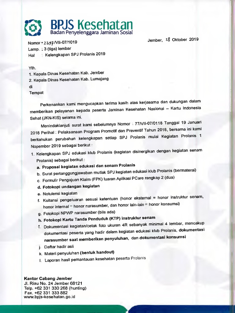 2397 Kelengkapan SPJ Prolanis 2019 | PDF