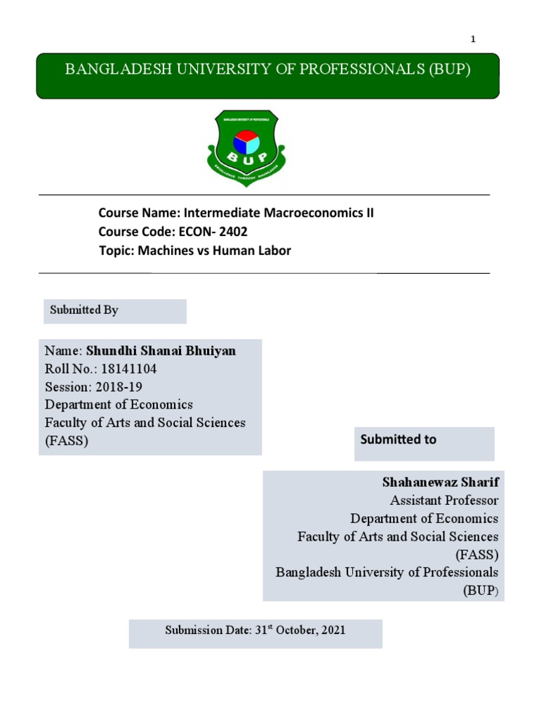 Bangladesh University of Professionals (Bup) | PDF | Labour Economics ...