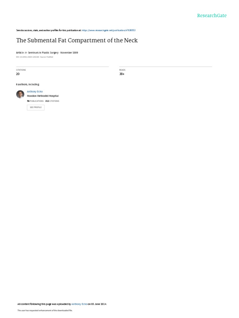 The Submental Fat Compartment of The Neck | PDF | Neck | Anatomy