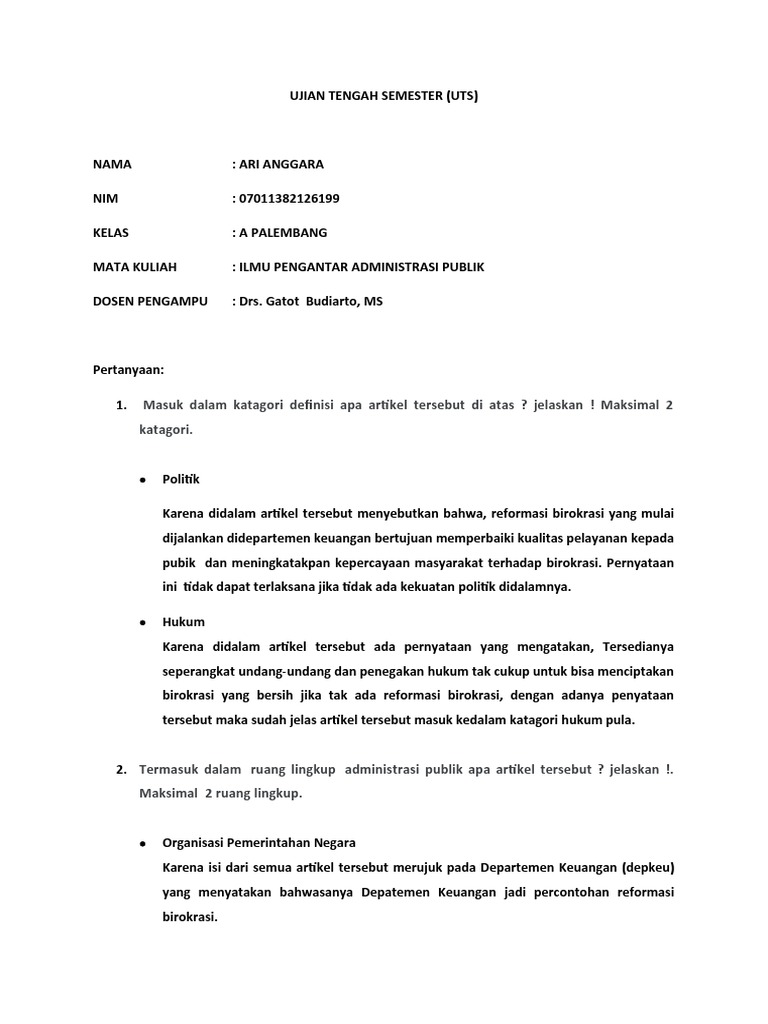Uts - Ari Anggara - 07011382126199 | PDF