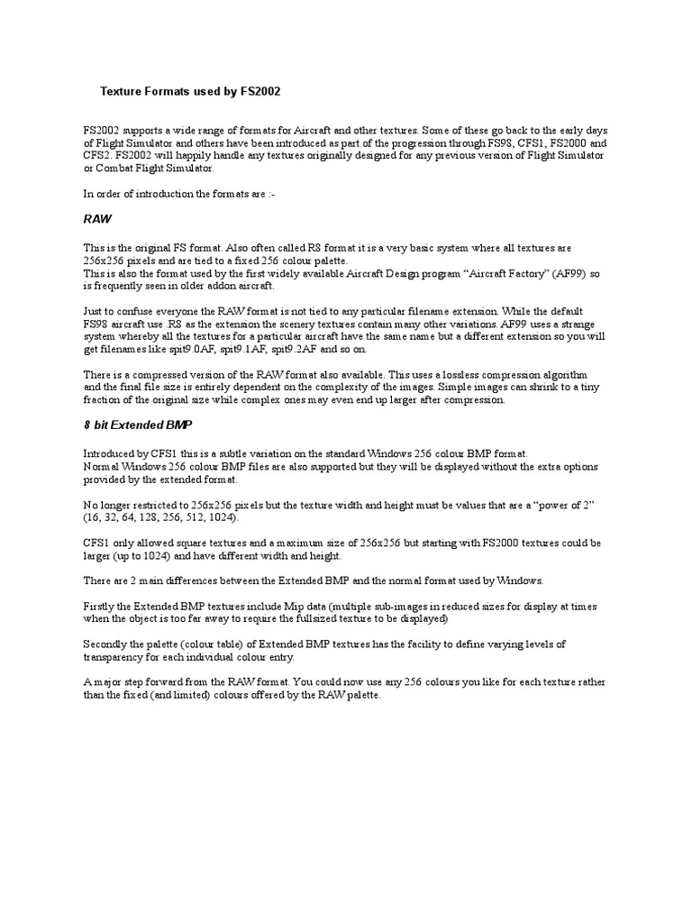 Texture Formats Used by FS2002 | PDF | Rgb Color Model | Texture Mapping