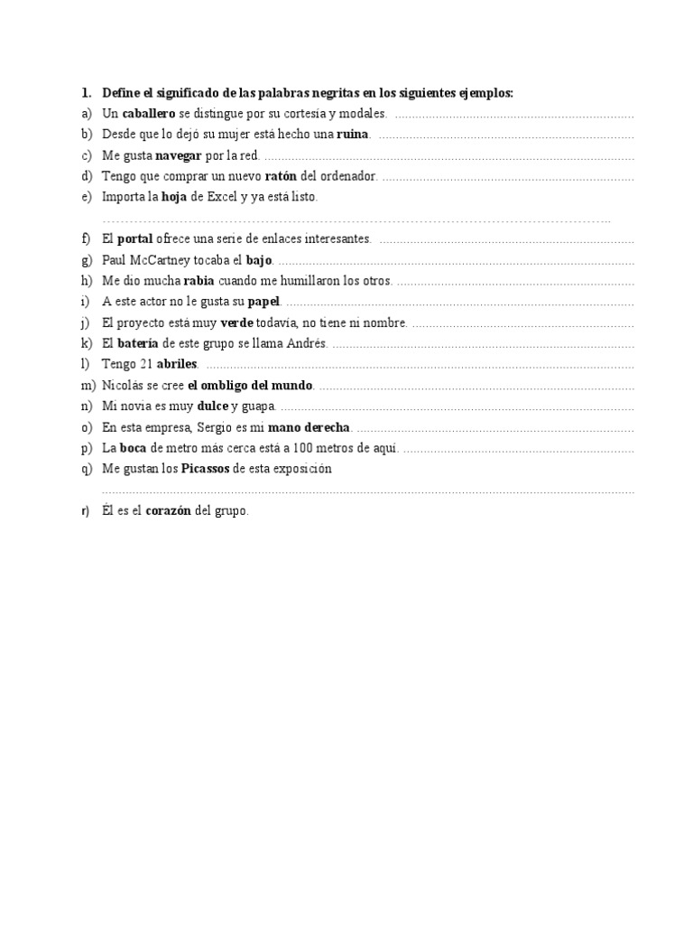 Ejercicio - Metafora, Sinecdoque, Metonimia | PDF