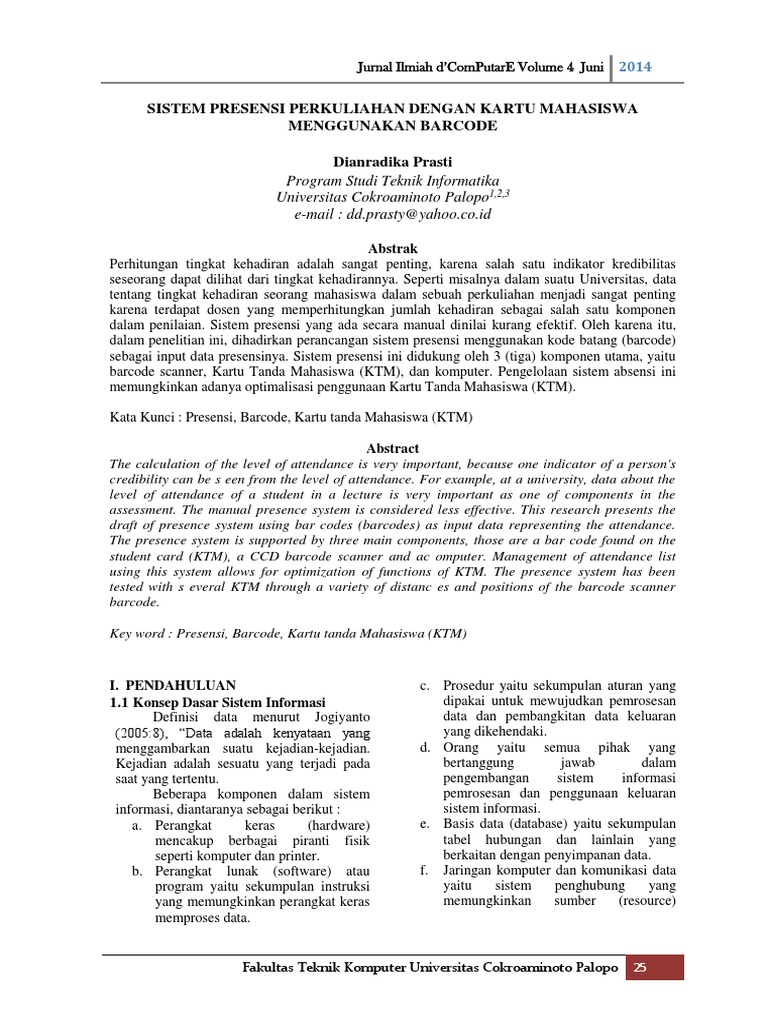 Sistem Absen Barcode Mahasiswa | PDF | Seni | Komputer
