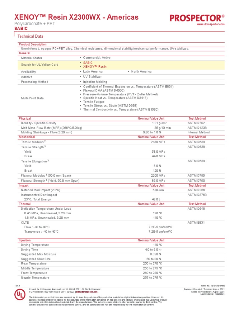 XENOY™ Resin X2300WX - Americas | PDF | Strength Of Materials ...