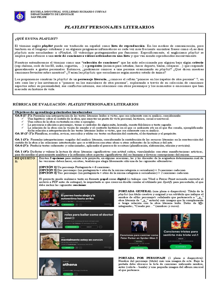 Rúbrica Playlist Literaria - Álbum Musical Literario | PDF | Autor ...