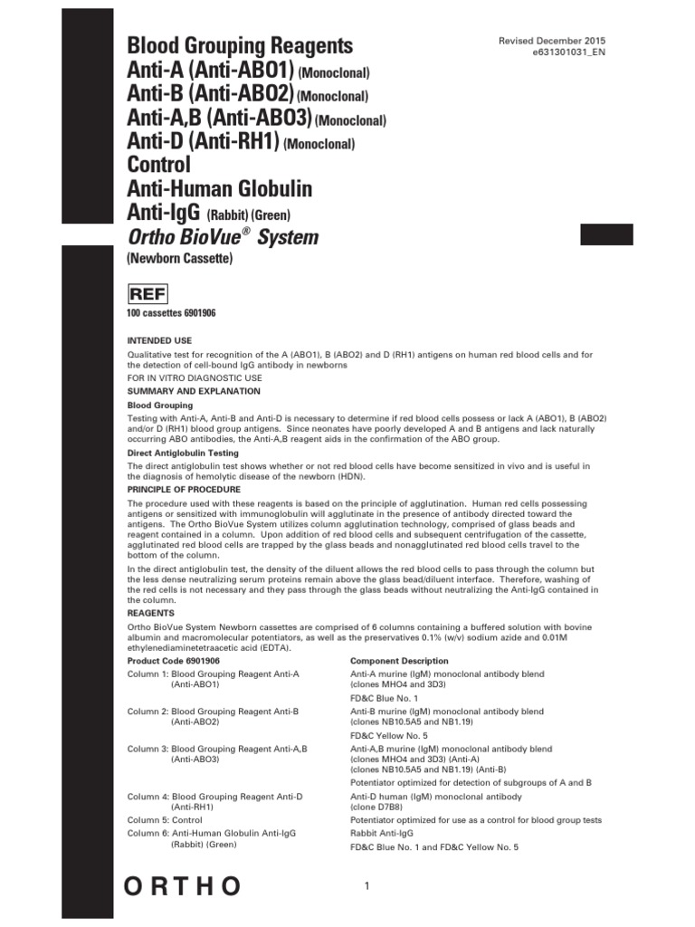 Blood Grouping Reagents NB | PDF | Blood Type | Clinical Pathology