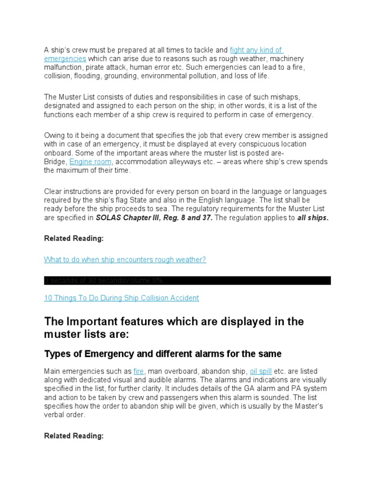 1 Muster List Explaination | PDF | Ships | Water Transport