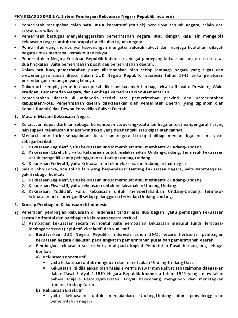 PKN10.1A. Sistem Pembagian Kekuasaan Negara Republik Indonesia | PDF | Politik | Ilmu Sosial
