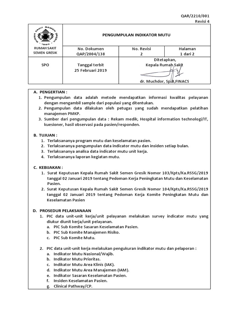 Spo-Pengumpulan Data Indikator Mutu | PDF