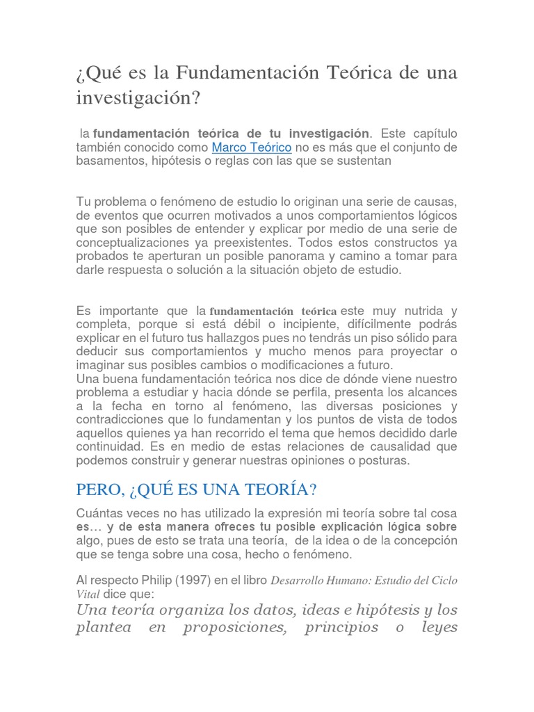 Qué Es La Fundamentación Teórica de Una Investigación | PDF | Teoría ...