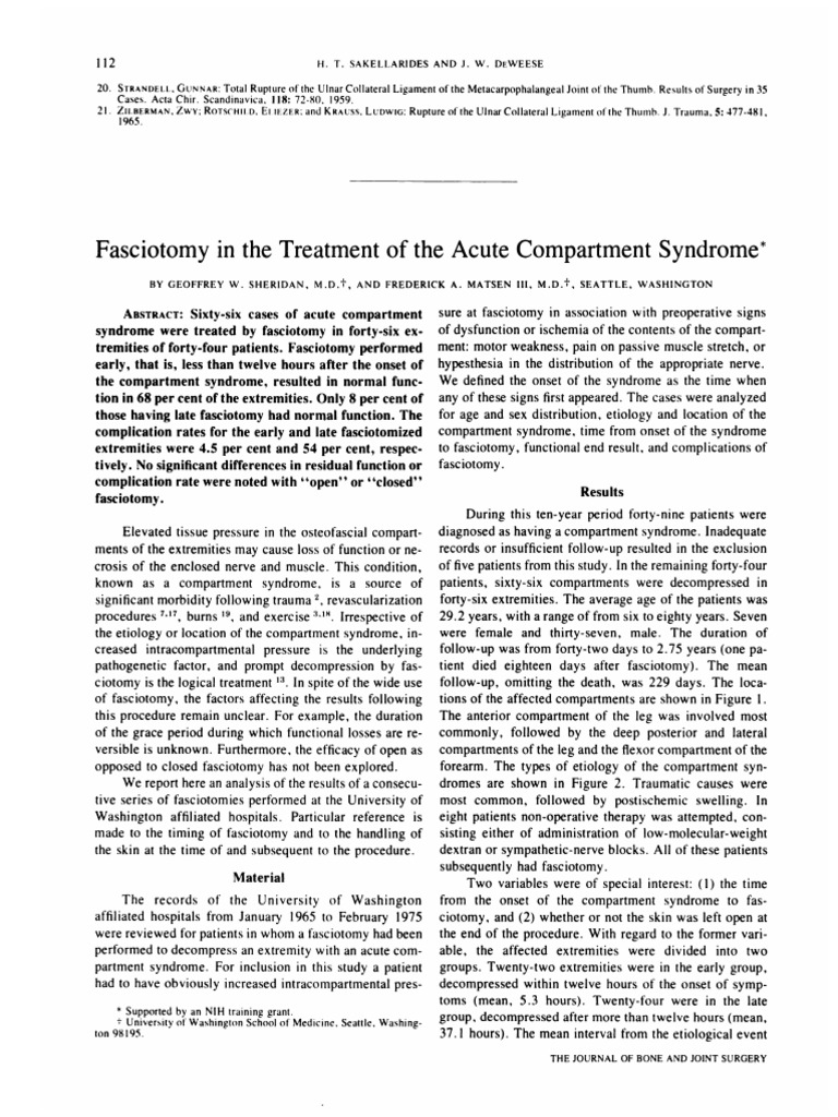 Fasciotomy in The Treatment of The Acut | PDF | Surgery | Ischemia
