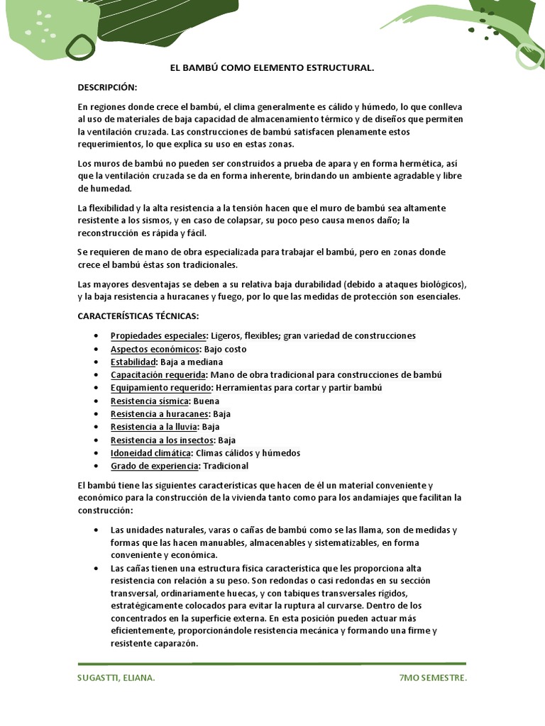 Bambú: Estructura Sostenible y Sísmica | PDF | Clima