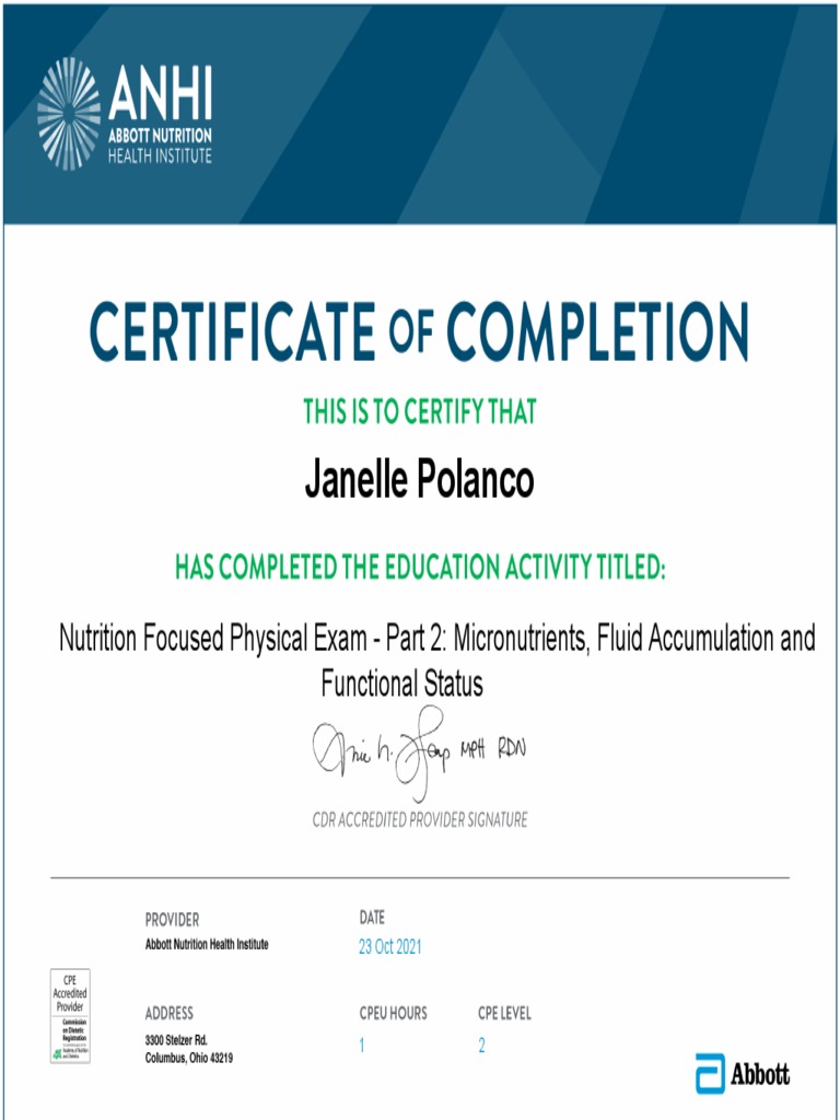 Nfpe PT 2 Certificate | PDF
