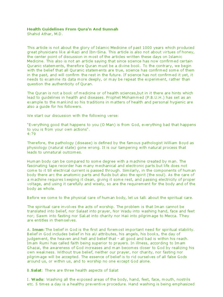 Health Insights from Quran and Sunnah | PDF | Hajj | Quran