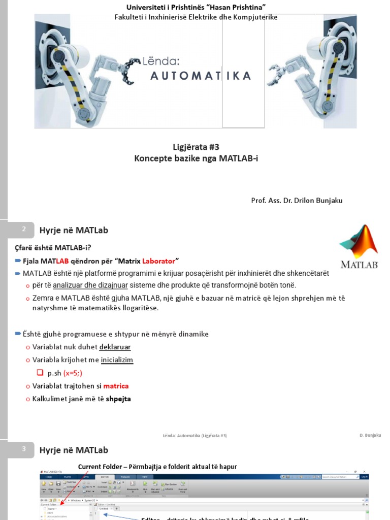 Ligjerata #3 - Koncepte Bazike Nga MATLAB-i | PDF