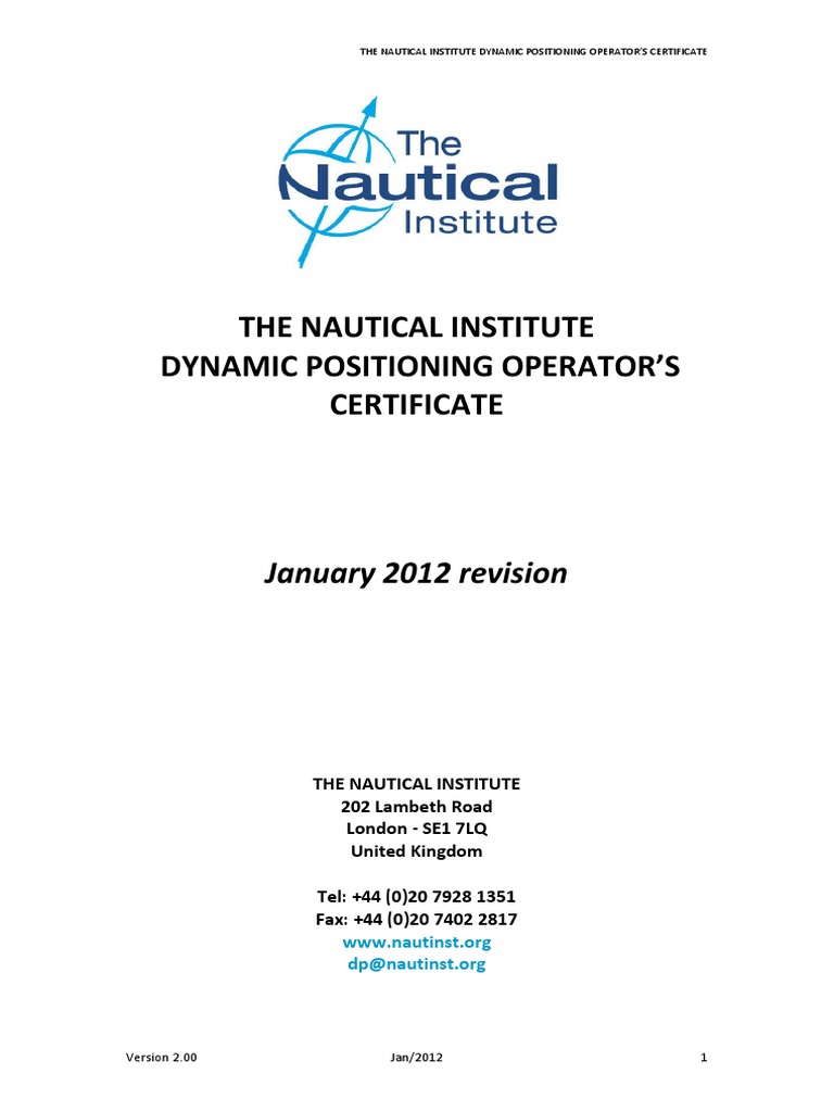 Ni Dpo Certificate January 2012 | PDF | Water Transport