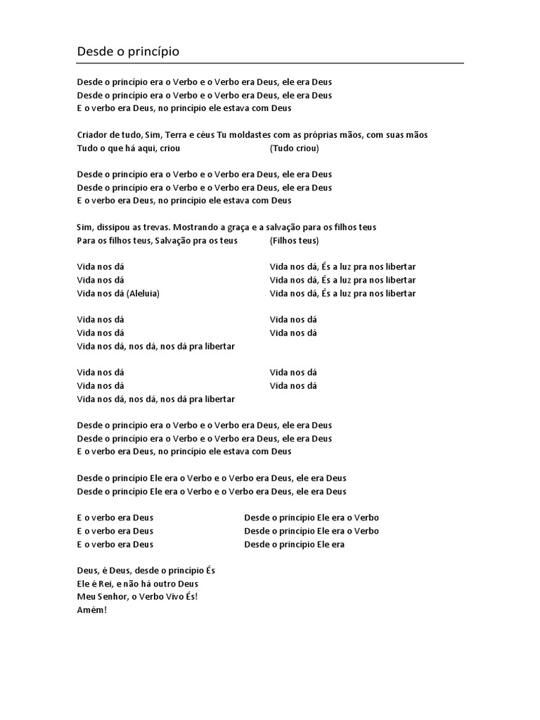 Desde o Princípio - Letra | PDF