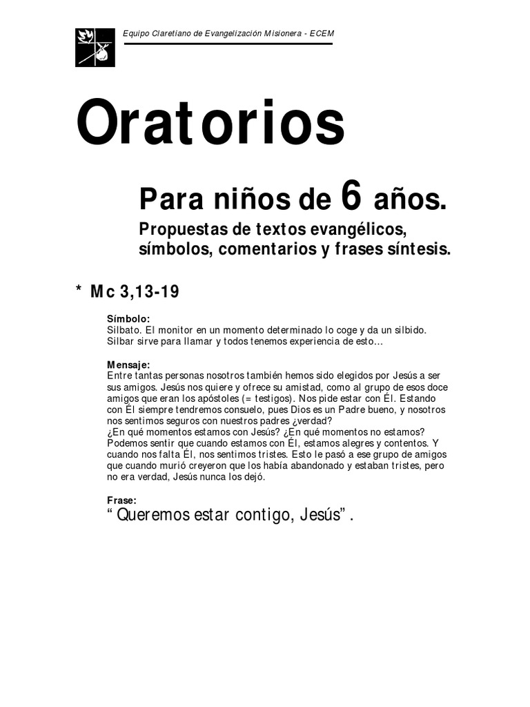 Oratorio-Niños 6años | Download Free PDF | María, madre de Jesús | Jesús