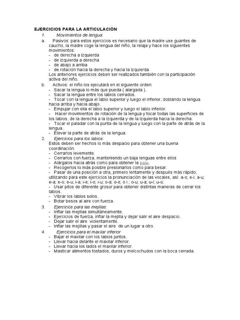 Ejercicios de Articulación | PDF