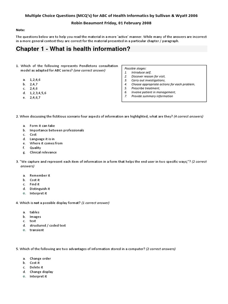 Chapter 1 - What Is Health Information? | PDF | Health Informatics ...