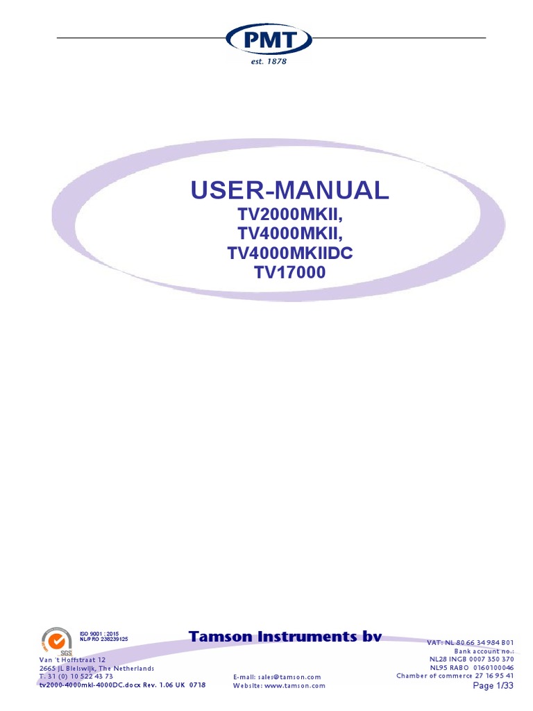 User-Manual: TV2000MKII, TV4000MKII, TV4000MKIIDC TV17000 | PDF | Water ...