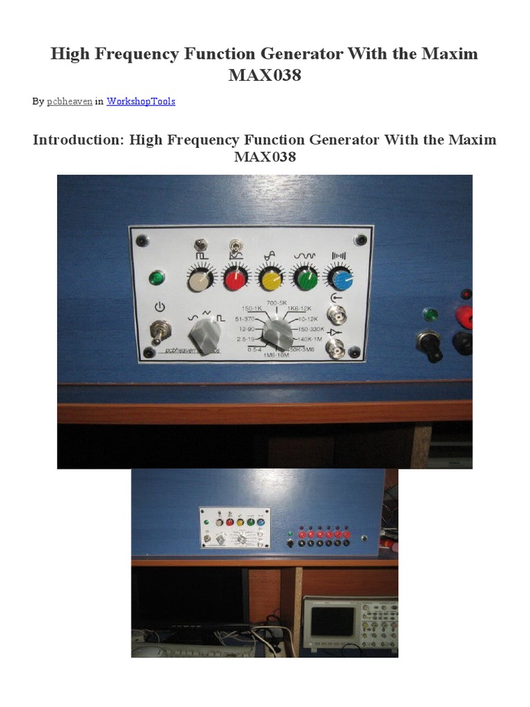 High Frequency Function Generator With The Maxim MAX038 | PDF | Printed Circuit Board | Equipment