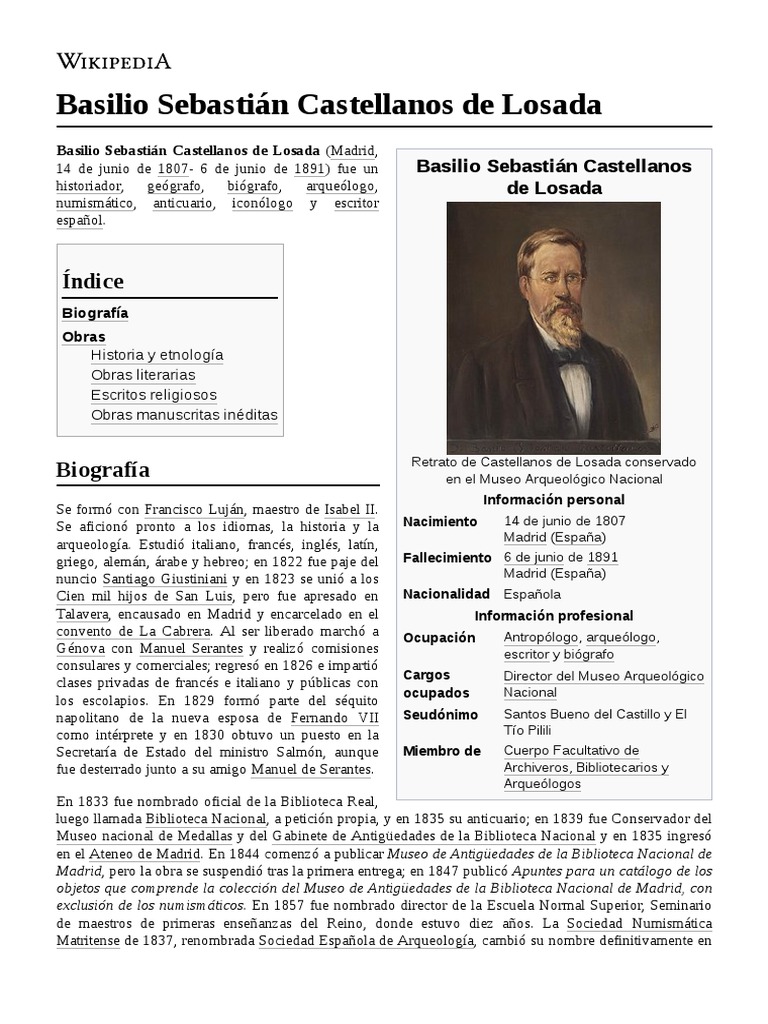Basilio Sebastián Castellanos de Losada | PDF | Madrid | España